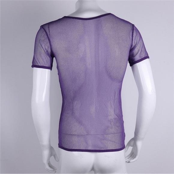 Shirts | Mens Mesh T Shirt Printed Oneck Long Sleeve Mesh Transparent ...